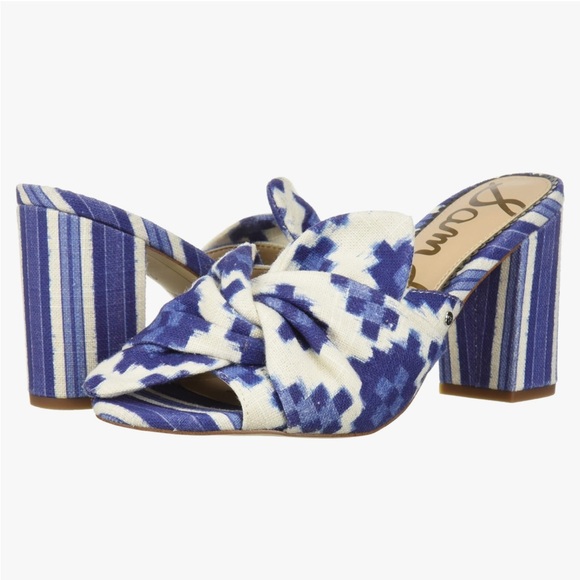 Sam Edelman | Shoes | Sam Edelman Blue And White Heels | Poshmark